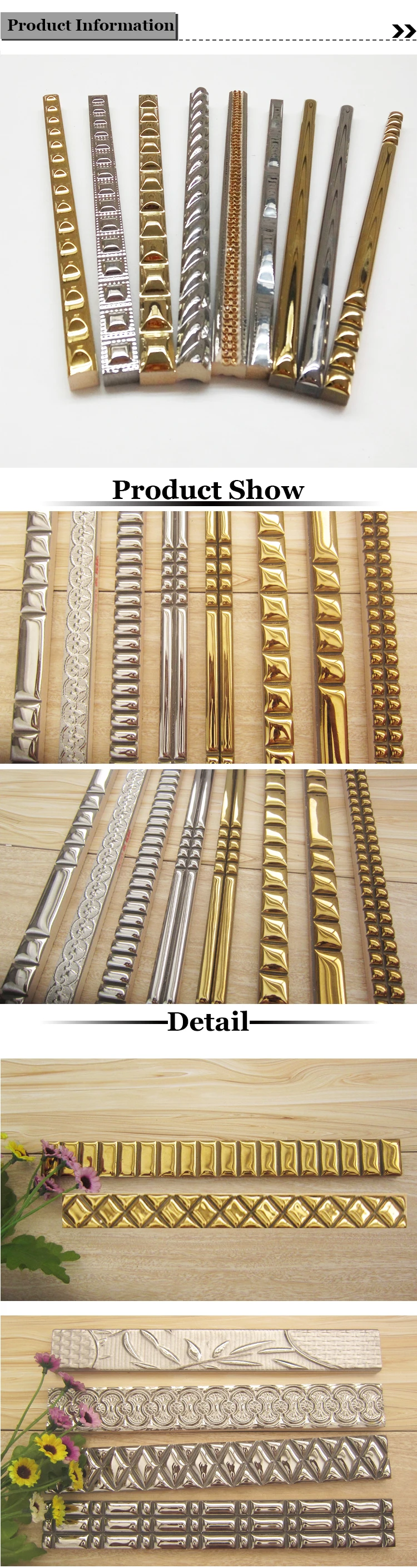 Polished Gold Ceramic Tile Border 40x250mm - Buy Ceramic Tile Border ...