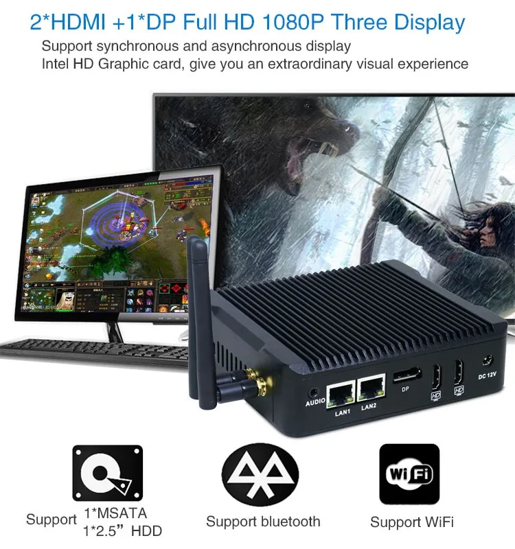 X86 Nano Itx Motherboard Fanless Computer Intel N3160 Ubuntu Mini Pc ...