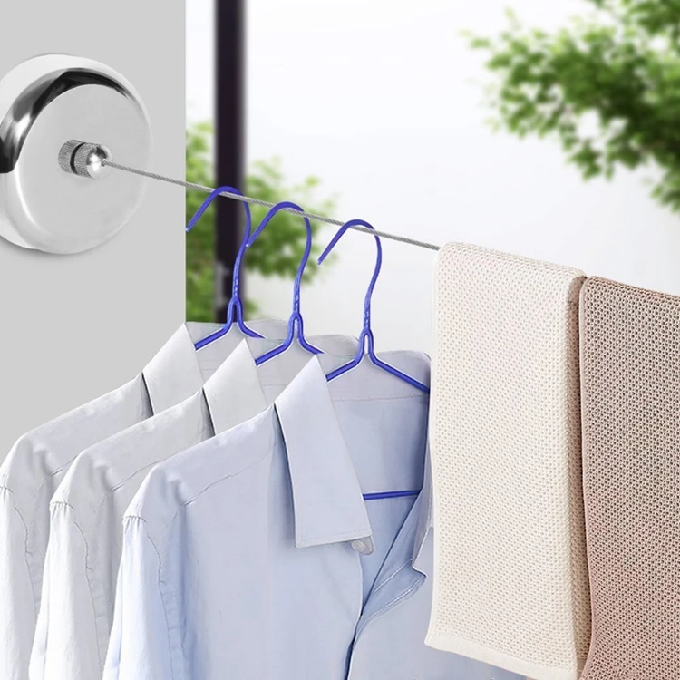 Wall Mounted 2.3m Retractable Clothesline - Stainless Steel Laundry ...