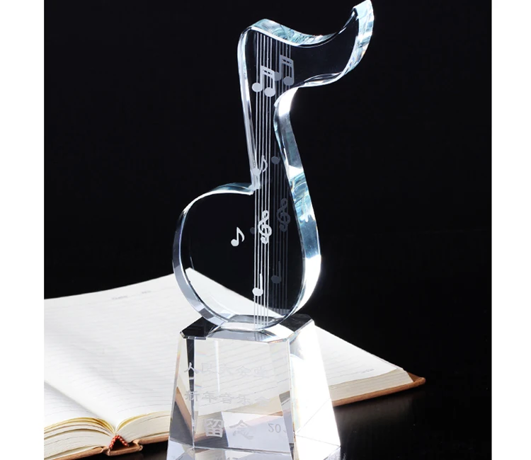 Musical Crystal Trophy Customized Note Singing Competition Award Trophy ...