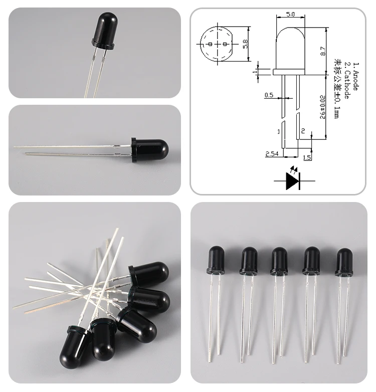 Infrared Receiver Diode for Remote Control - 5M4FT-JW503-2.8-PT