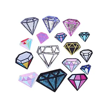 Assorted Diamonds Embroidered Patch Iron On Sewing Applique Stickers ...