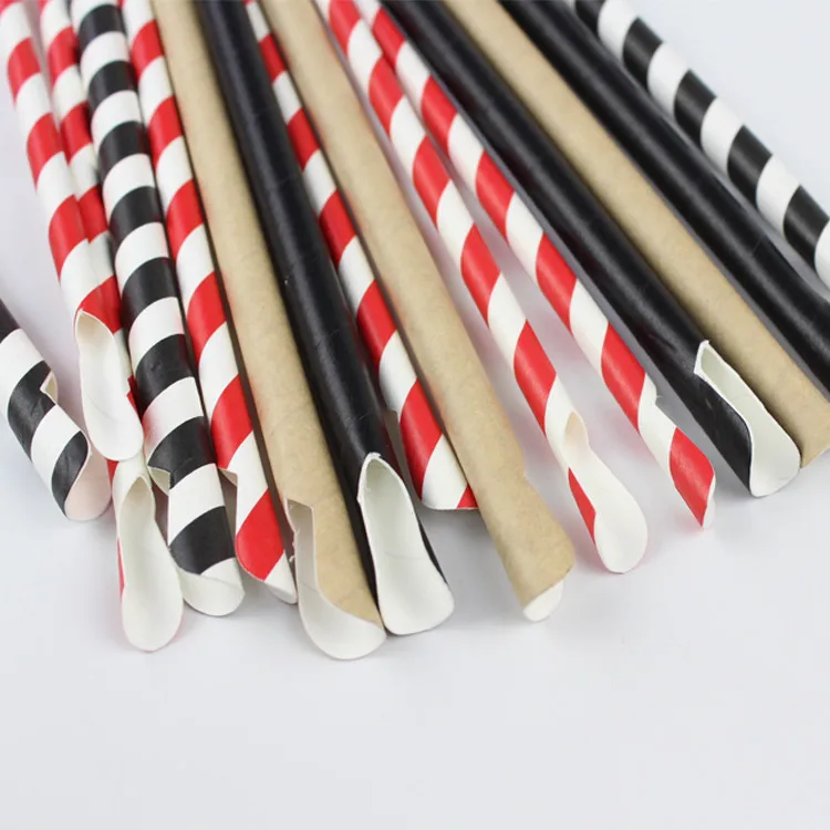 Biodegradable Paper Spoon Straws Soup Spoon Straws For Boba Bubble Tea ...