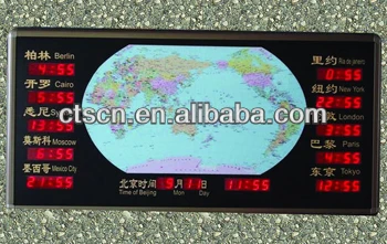 Red Led World Time Clock Custom Digit Color Wall World Clock - Buy Wall ...