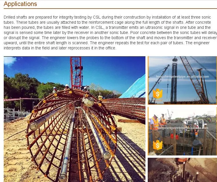 Crosshole Sonic Logging Pipe For Pile Foundation Test - Buy Push Fit ...