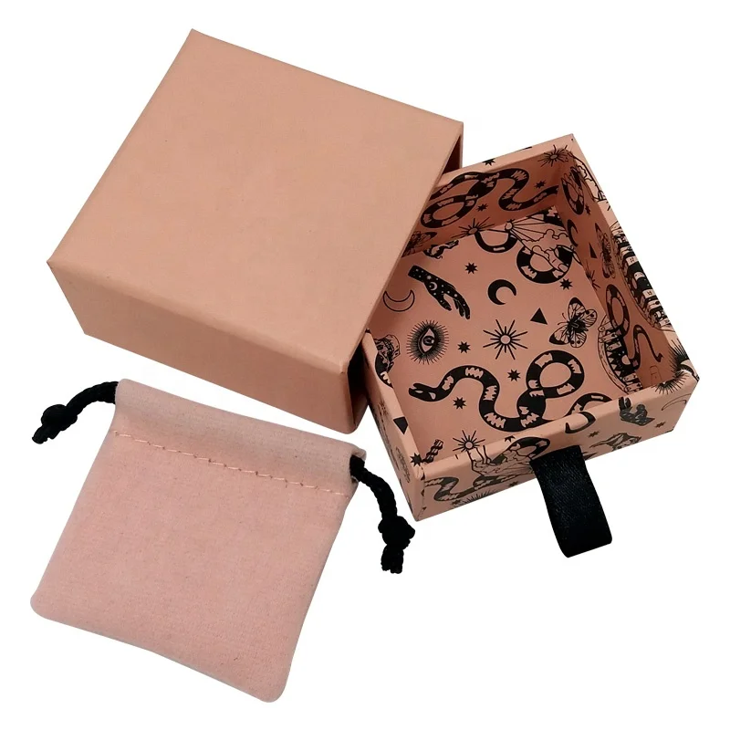 Custom Matchbox Style Drawer Jewelry Box with Velvet Pouch for Elegant ...