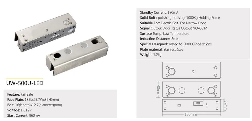 Stainless Steel Electric Bolt Lock Bracket for Frameless Glass Door