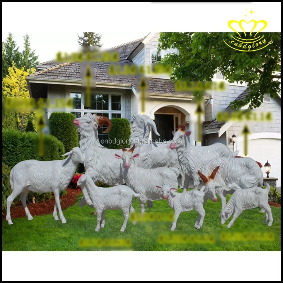 Lawn Yard Garden Decor Farm Animal Baby Sheep Lamb Resin Statue ...