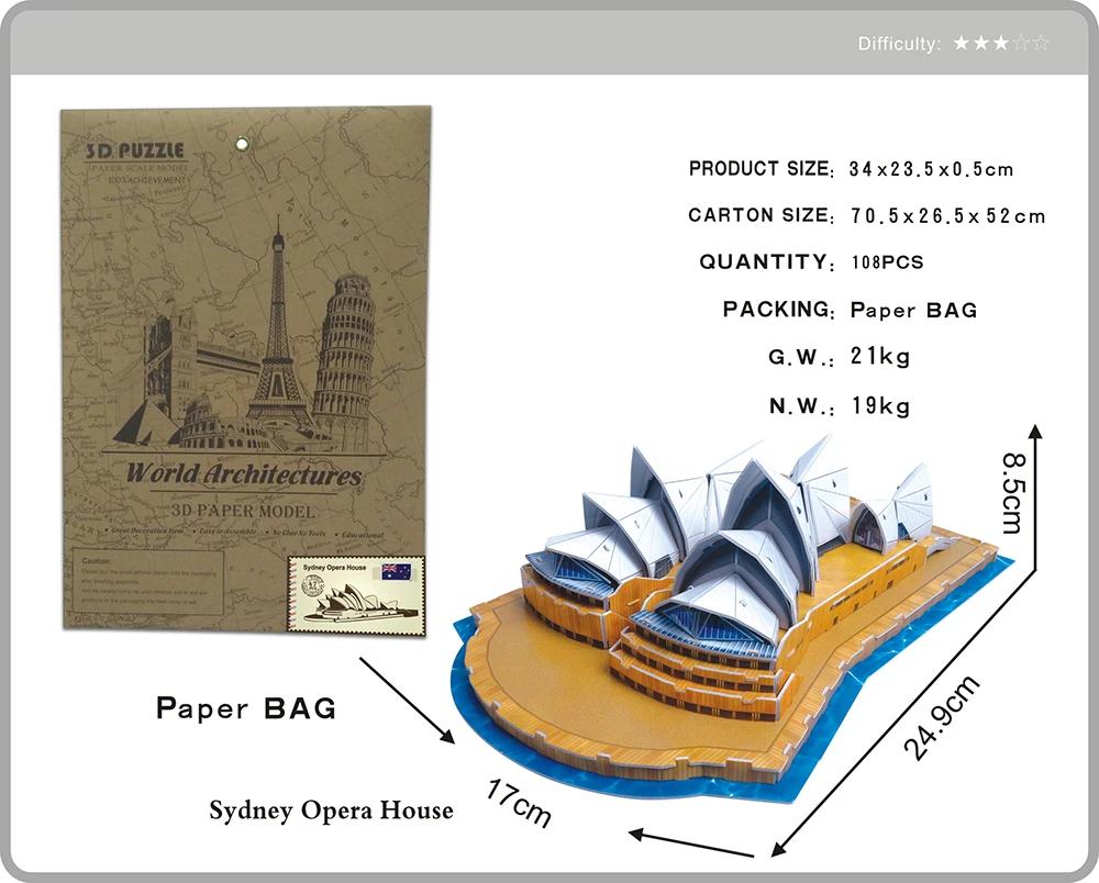 Sydney Opera House Building Model - 3D Paper Craft DIY