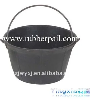 Construction Rubber Bucket Recycled Rubber Pail With Handle Tyre Rubber ...
