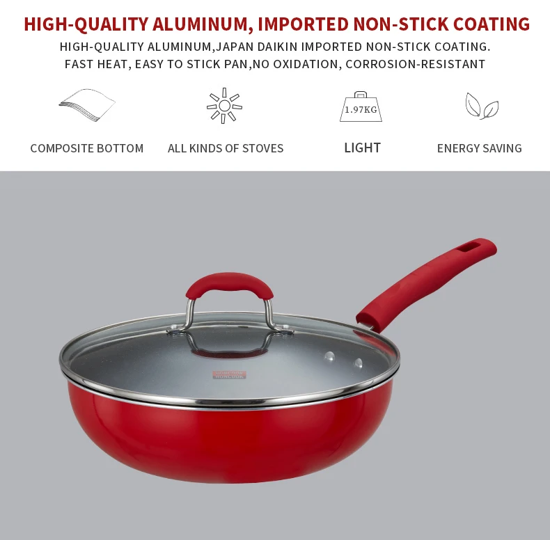 Wok Pan Stirfry Pan Aluminum Nonstick Chinese Woks 3003 Aluminium Alloy ...