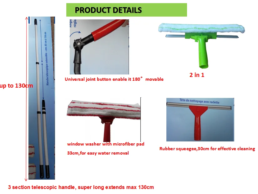 Telescopic Window Washer And Squeegee Set 2 In 1 Cleaning Kit - Buy ...