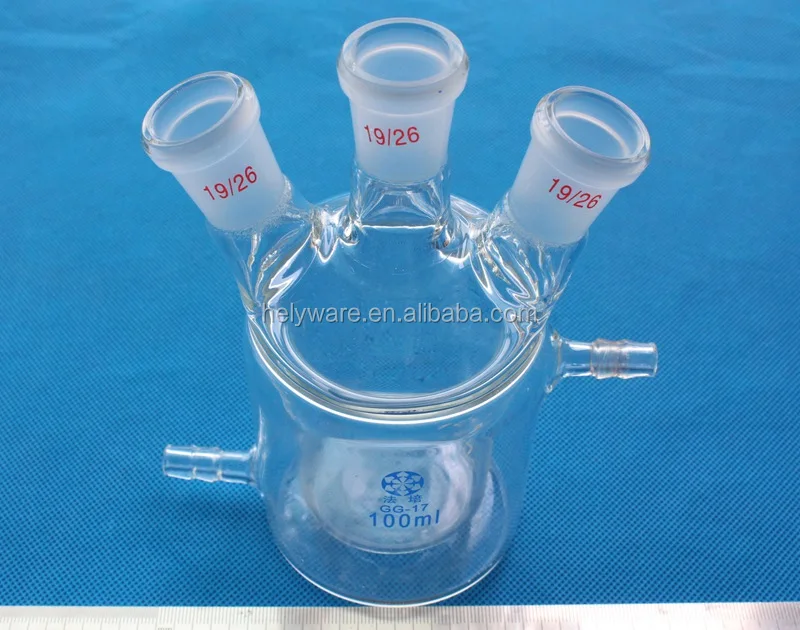 1 to 4 neck flat bottom glass Tempering flask Jacketed reaction flask ...