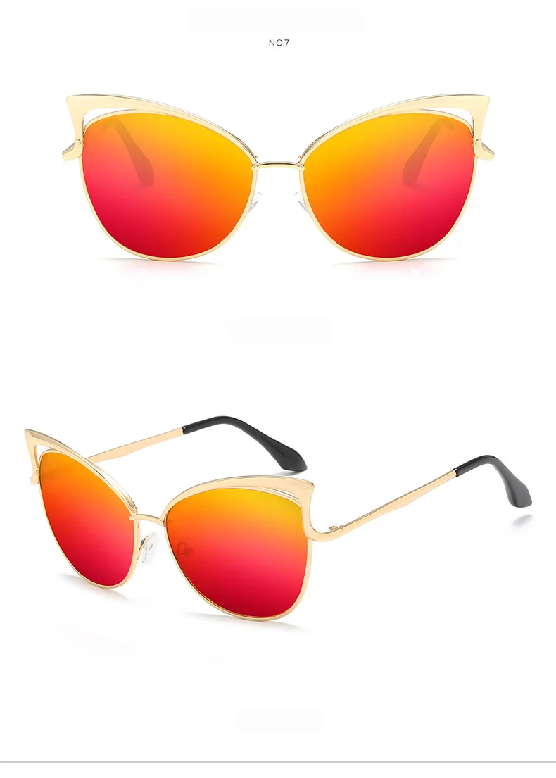 200301 Superhot Eyewear Fashion Women Sun Glasses Metal Mirrored Cat