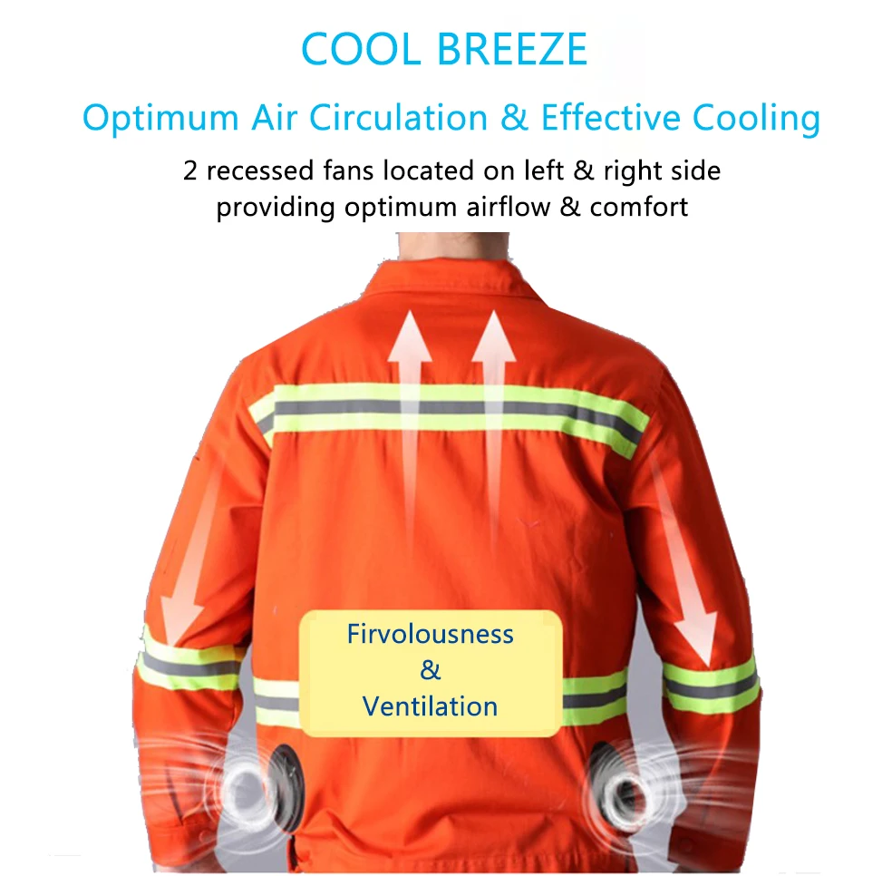 Battery Air Conditioning Cooling Hi Vis Fan Jacket For Cleaner Worker ...
