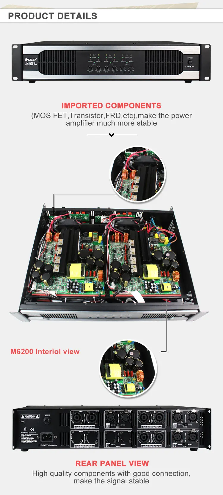 6 Channel Digital 1000w Power Amplifier Audio Amplifier Kits - Buy 6 ...