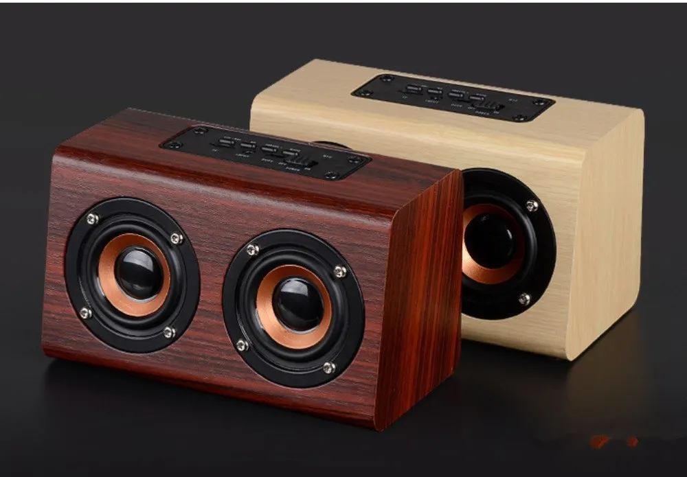 Wood Bluetooth Speaker W7 Retro Hifi 3d Dual Loudspeakers Bluetooth ...