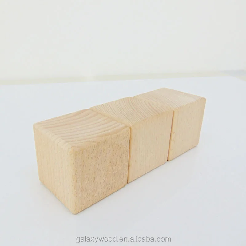 2 Inch Wooden Cube - Unfinished Beech Wood Block for DIY