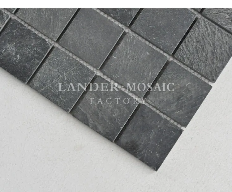 Lander Stone 2 Inch Black Slate Mosaic Tile - Durable & Stylish