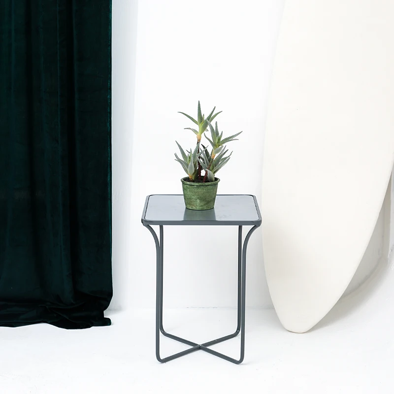 Nordic square Metal Night Stand Bed Side Glass Table Designer Steel ...