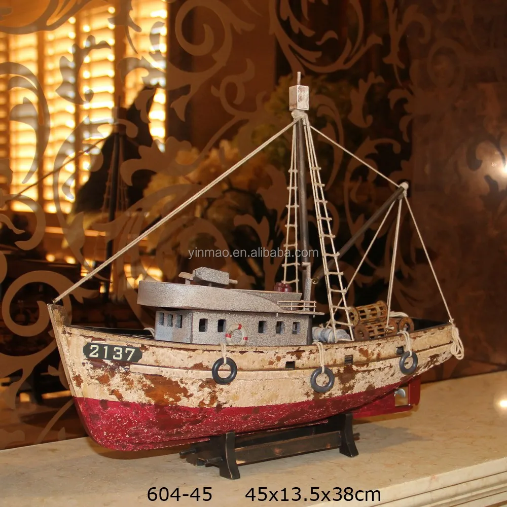 Wooden Fishing Boat Model "2137",White 38x11x36cm,Fishing Crab Boat ...