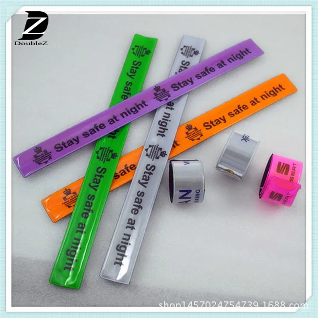 Custom Made Kids Pvc Reflective Slap Wristband / Sport Reflective Pvc ...