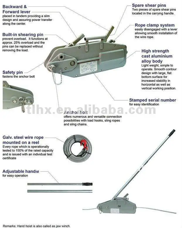 Tirfor 800kg/0.8 Ton Winch/hoist Winch With Wire Rope And Handle - Buy ...