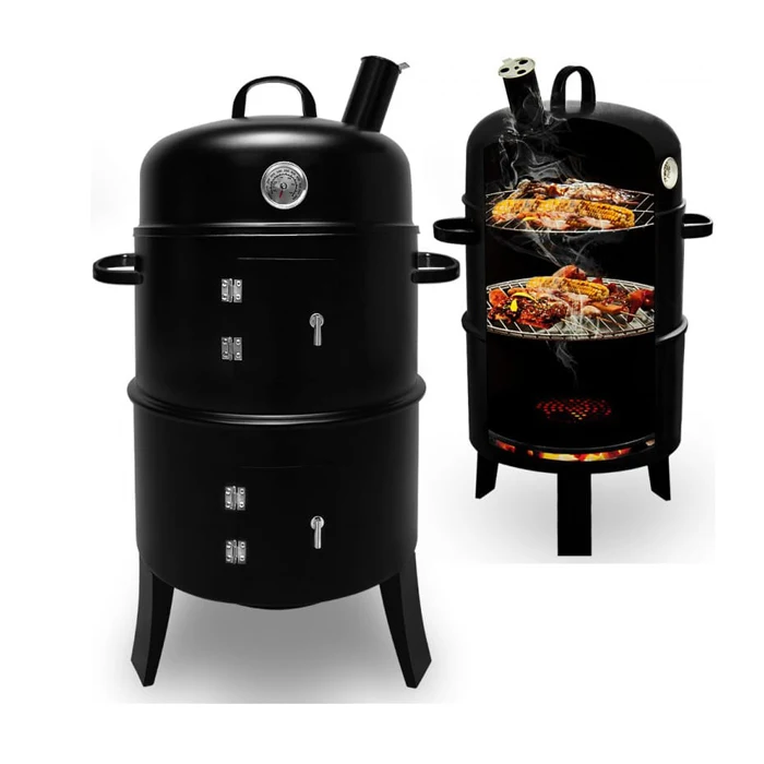 Adjustable Height BBQ Grill with Chimney - Charcoal Grill