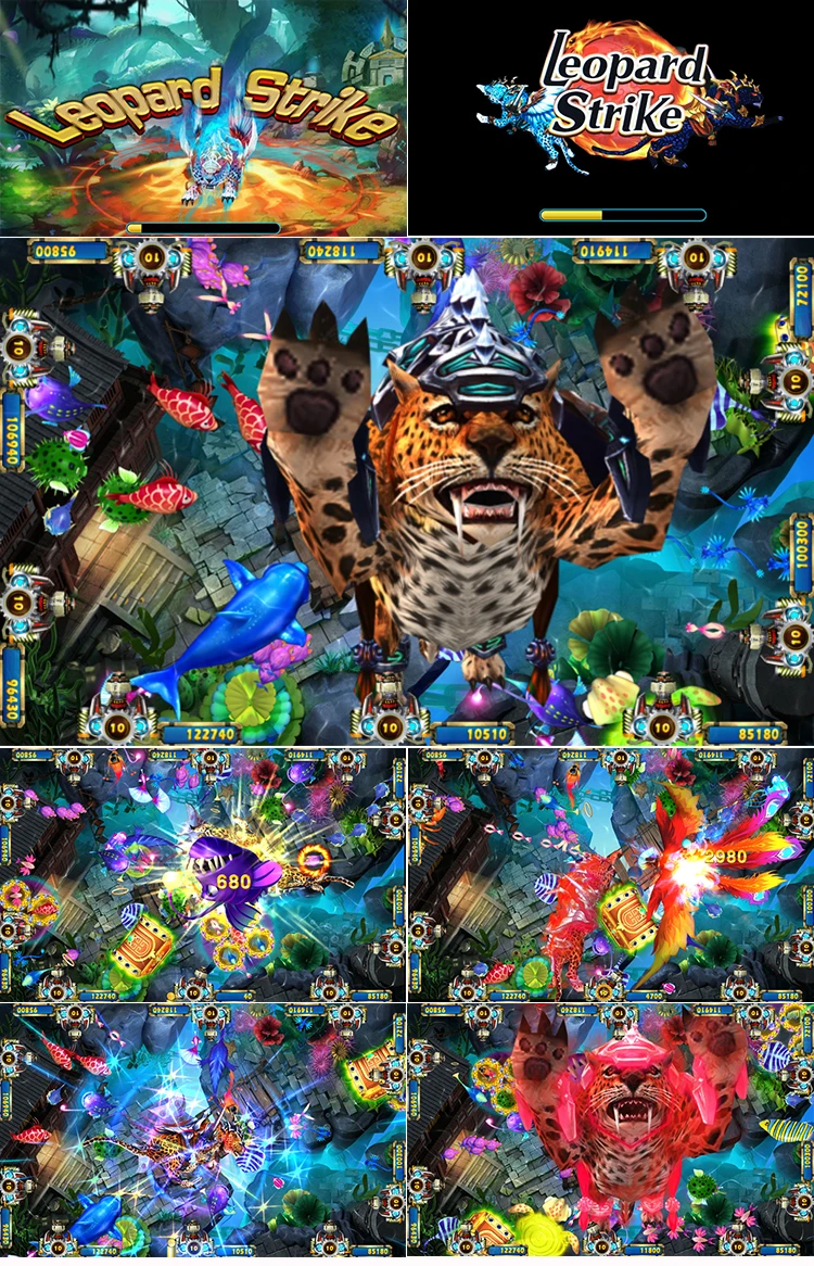 Arcade Leopard Strike Fish Game Board 8 Player Fishing Video Game ...