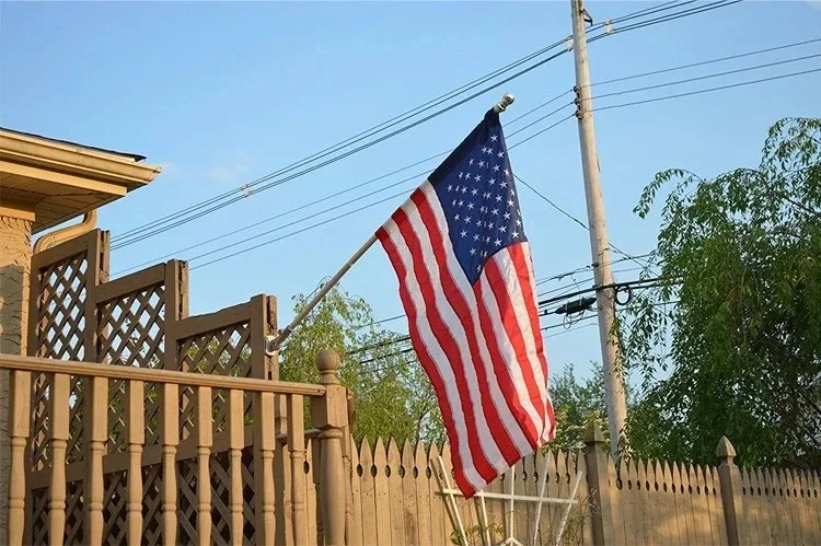 Hanging American Embroidered Angled Wall Flag - Custom