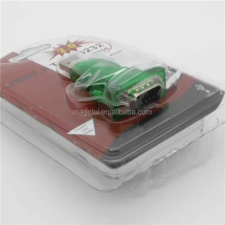 Transparent Green USB 2.0 to RS232 DB9 Adapter for Computer - OEM