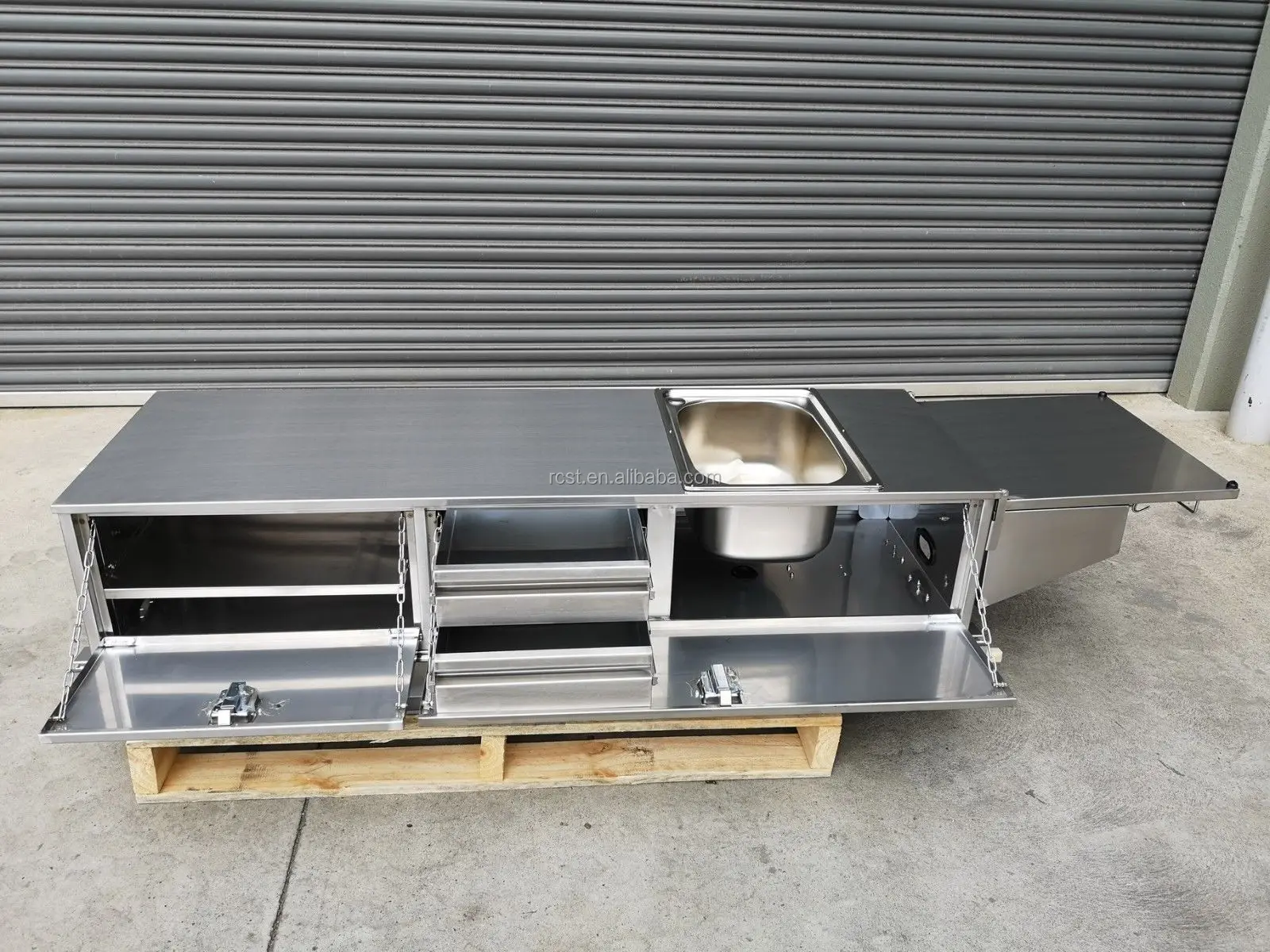 Stainless Steel Caravan Slide Out Kitchen. 2 Drawers,Sink,Foldable ...