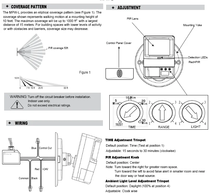 Pc Material Pir Low Voltage Occupancy Sensor Switch Power Pack Required ...