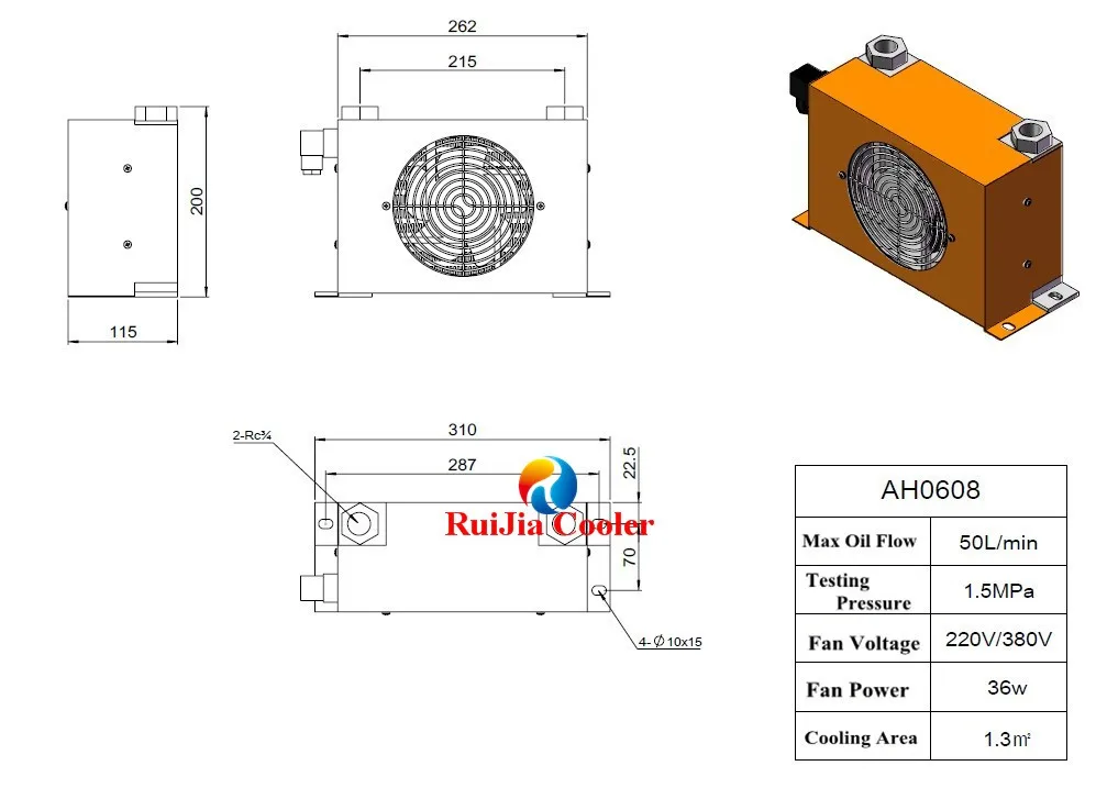 Hydraulic Air Cooled Oil Cooler Unit AH0608 - Low Maintenance