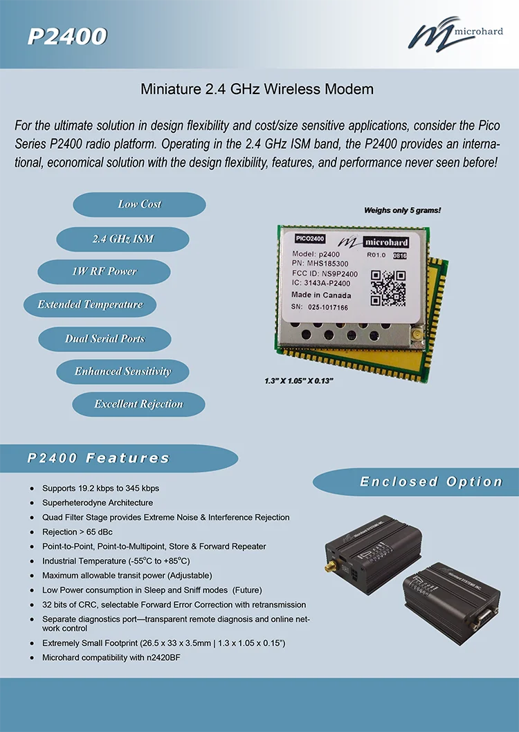 マイクロハードuav無線モデムピコシリーズp2400-enc - Buy 無線モデム,Microhard,データリンク Product on ...