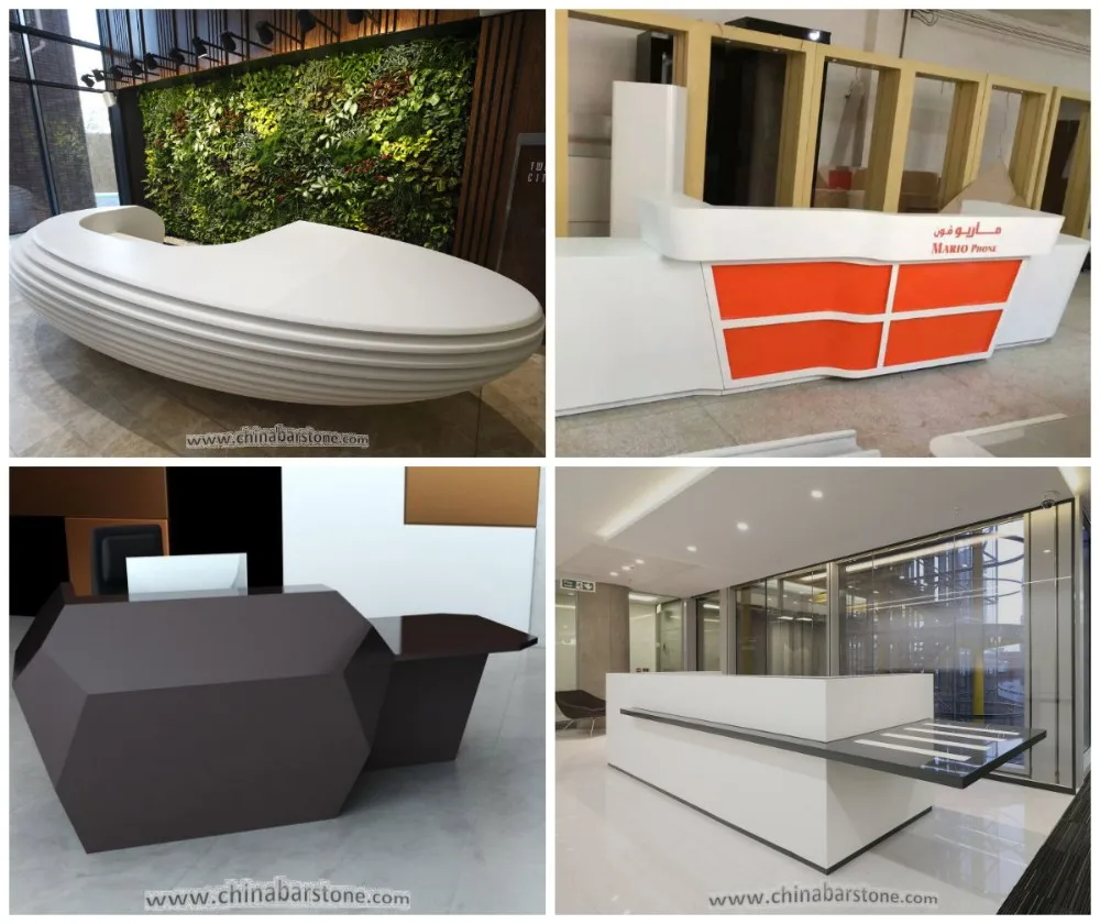 Eco-friendly Material Office Furniture Solid Surface Bank Reception ...
