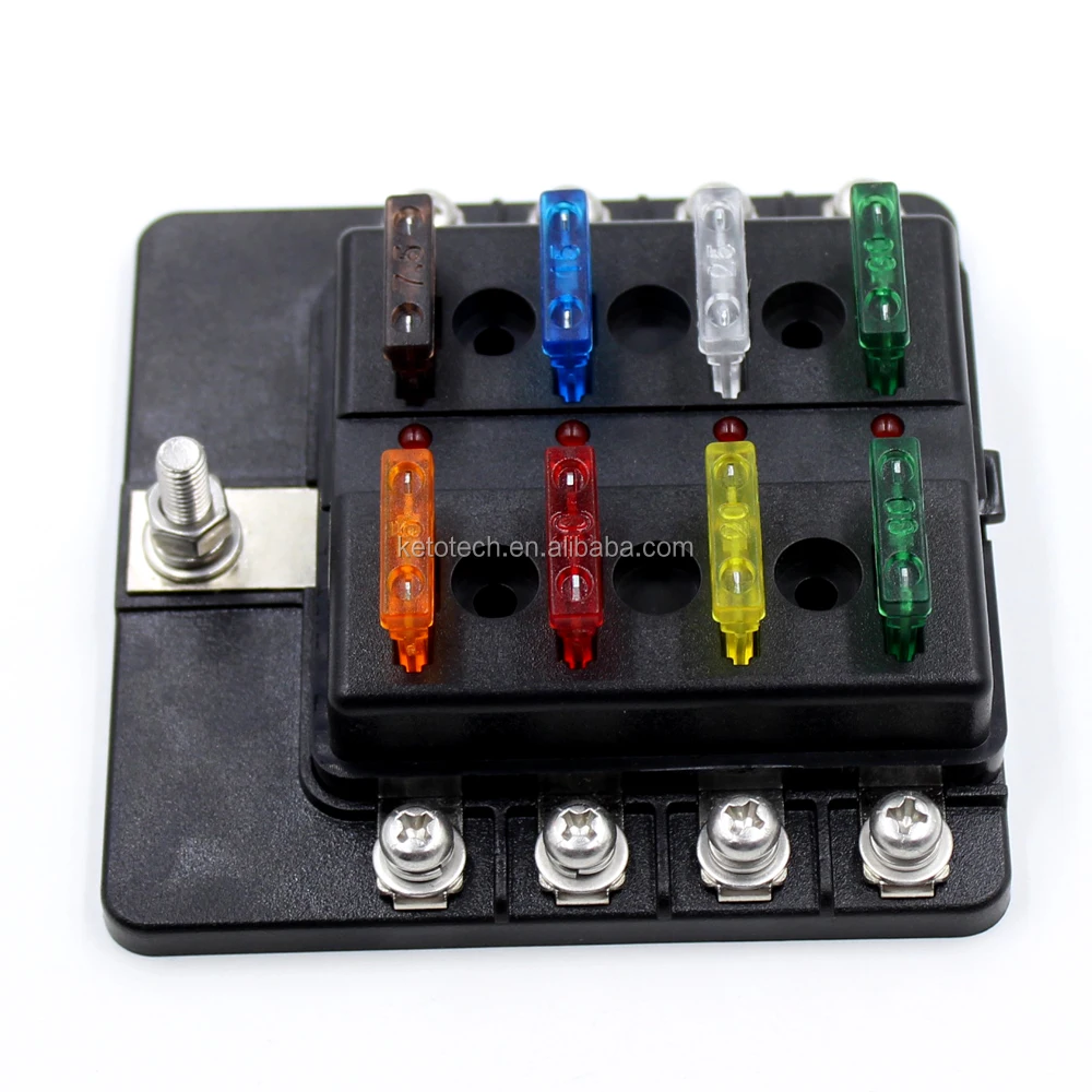 Keto Inline 8 Way Circuit Automotive Blade Fuse Holder With Screw ...