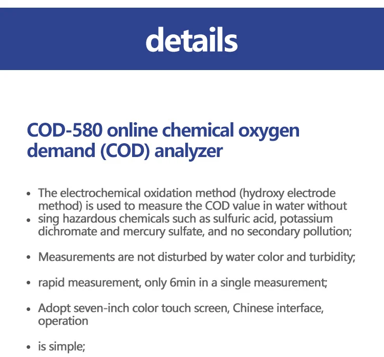 대구 580/582 속도 측정 자동으로 온라인 교정 화학 산소 demandc COD 분석기| Alibaba.com