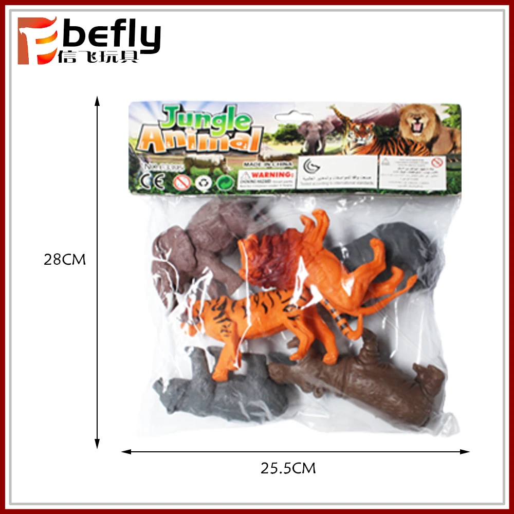 6 Kinds Plastic Tiger Lion Elephant Model Jungle Animal Toy
