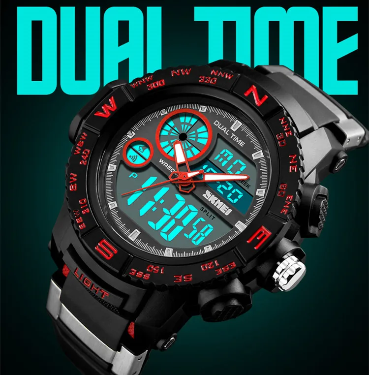 Skmei 1332 dual time wr 5atm stoßfest uhren männer chrono auto datum ...