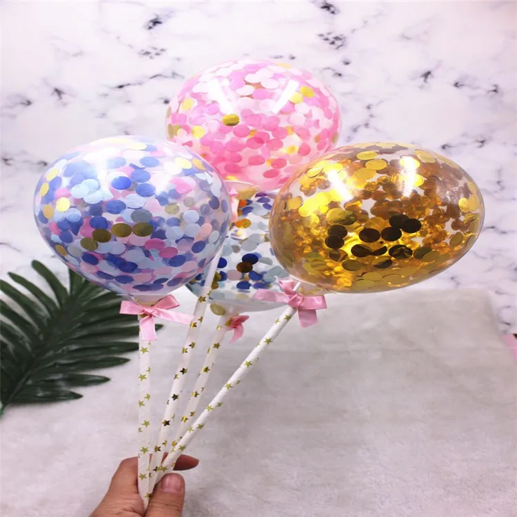 4 Inch Transparent Clear Latex Balloon Birthday Balloon With Stick ...