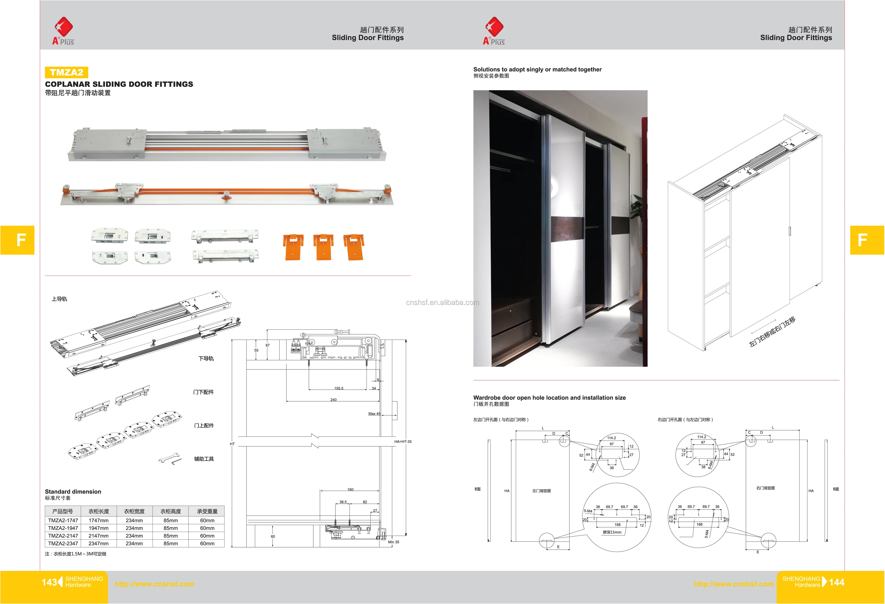 Furniture Closet Door Coplanar Sliding Door Fitting TMZA2