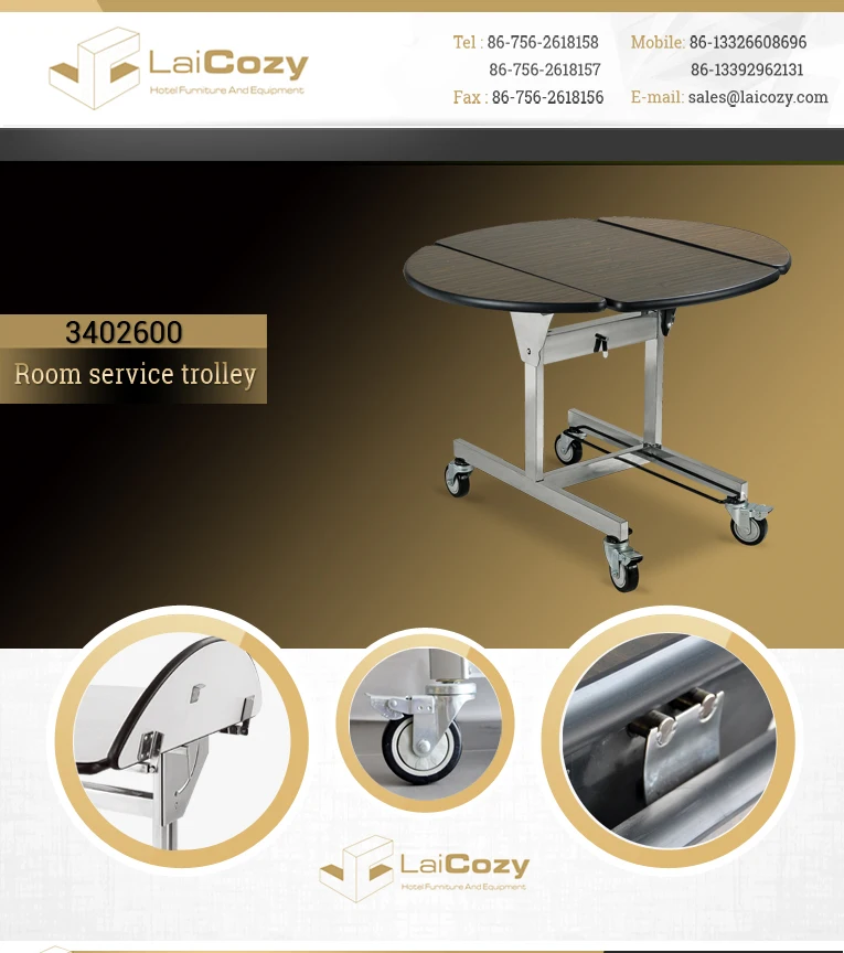 Folding Table for Serving Food - Hotel Room Trolley