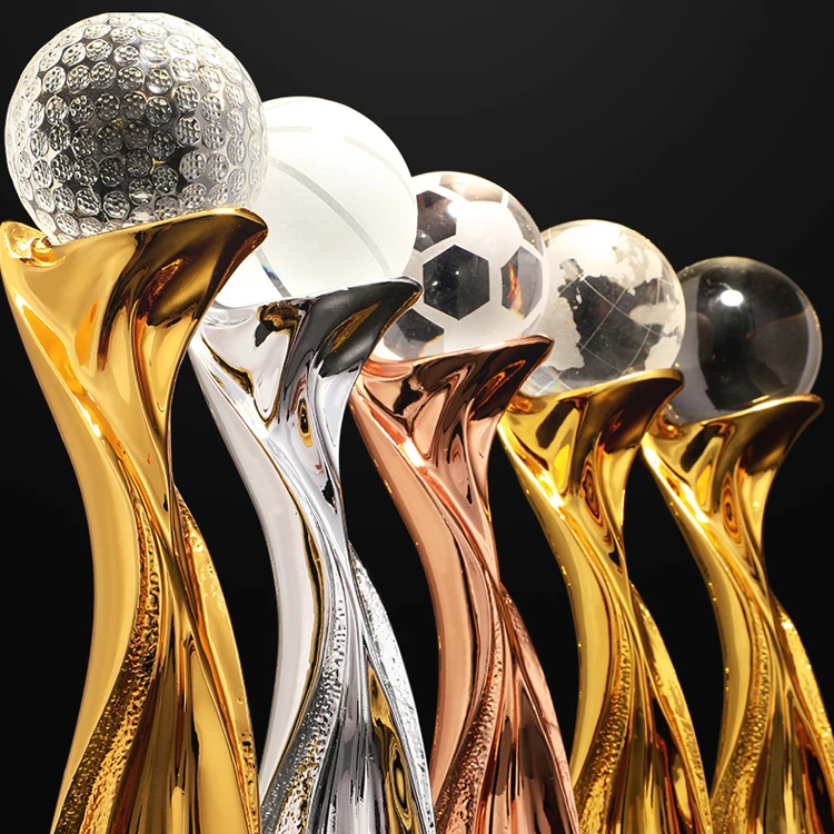 Custom Metal Gold-plated Trophy With Crystal Earth Competition Trophy ...