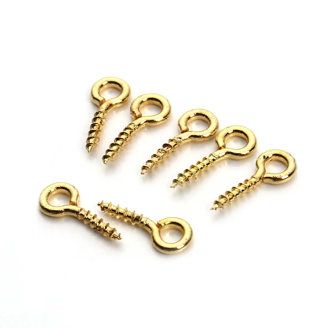 Gold Silver Eyepins Hooks Eyelets Threaded Metal Pendant Clasps Mini ...