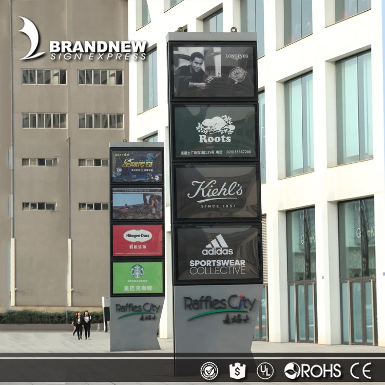 Outdoor Aluminium Illuminated LED Pylon Sign Advertising