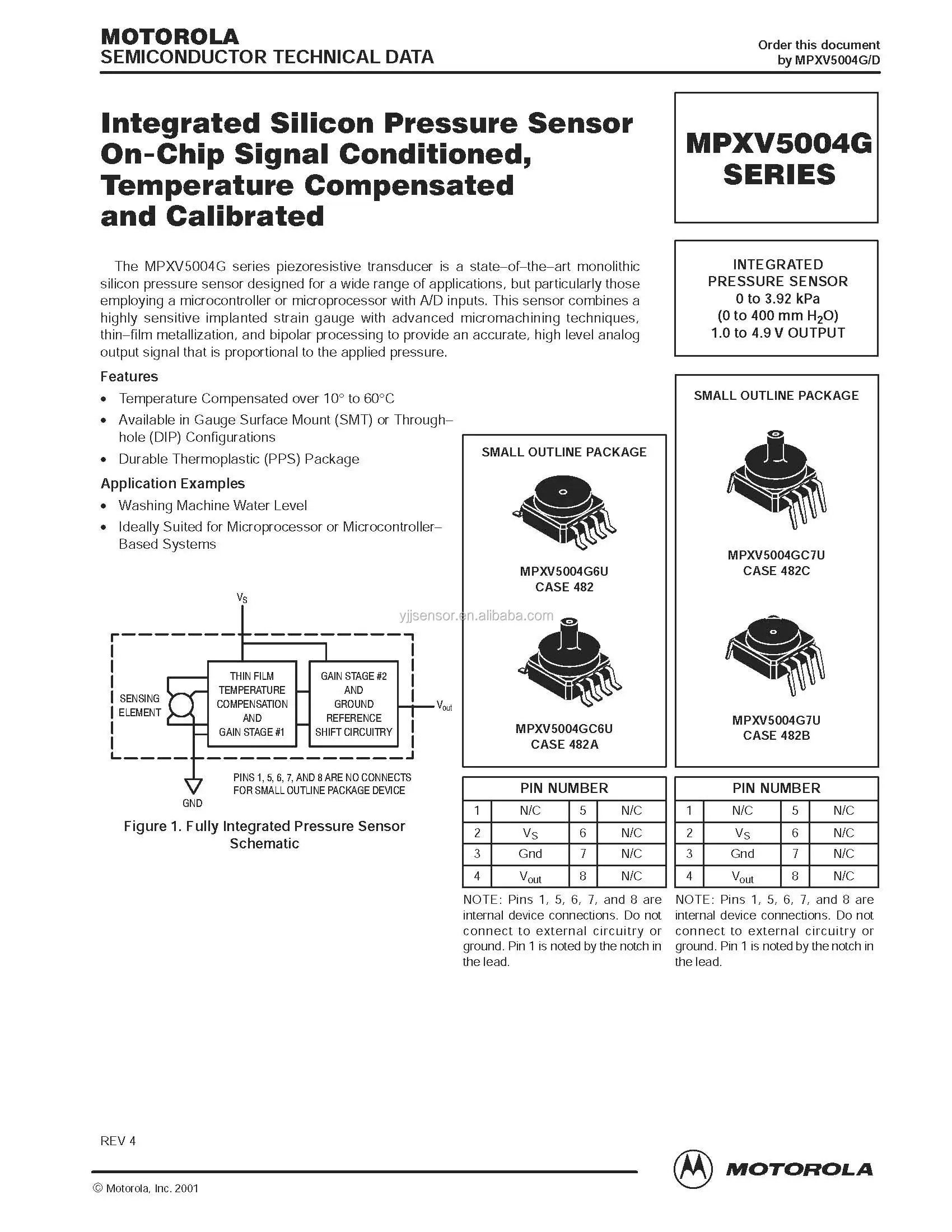 Pressure Sensor Integrated Pressure Sensor Mpxv5004gc6u - Buy Superia ...