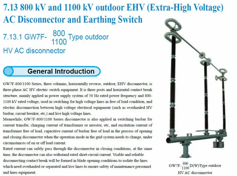 33KV-220KV Switch Disconnector GW4-GW5-GW6-GW7 Taikai