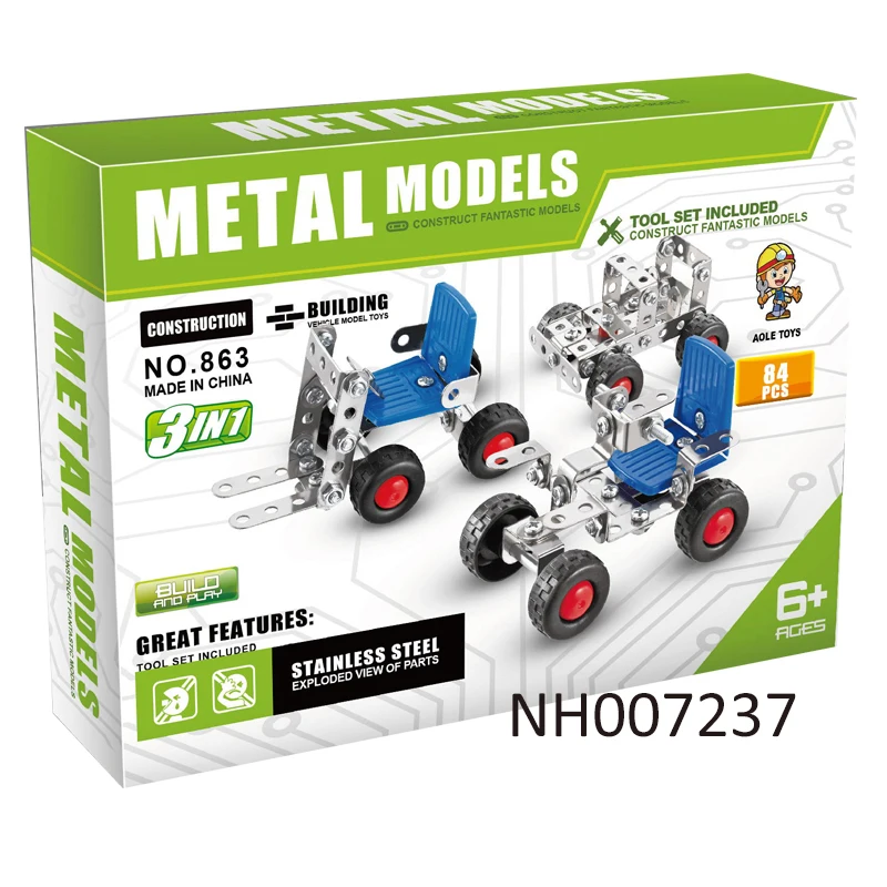 Educational Toy DIY Self-Assembling Metal Building Blocks Truck for Kids