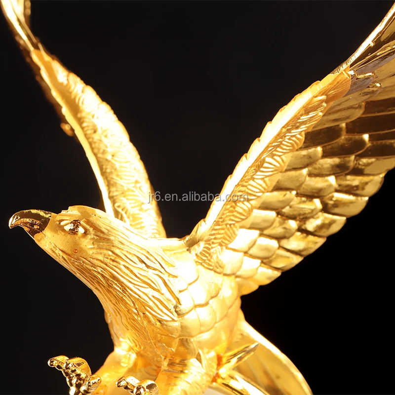Metal Eagle Sculpture Trophy with Crystal Globe - Kinsam